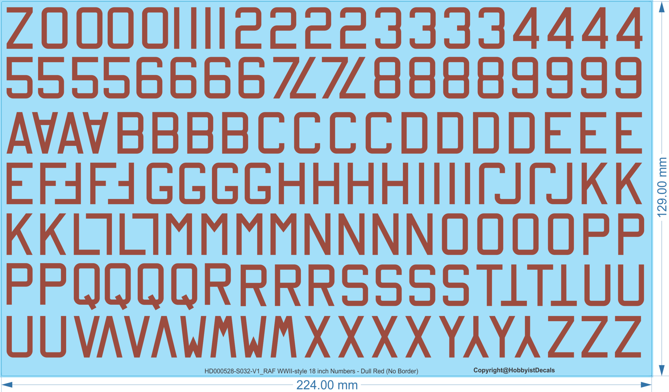 RAF WWII-style 18 inch Numbers - 1/32 1/48 - Water Decal | Hobbyist ...